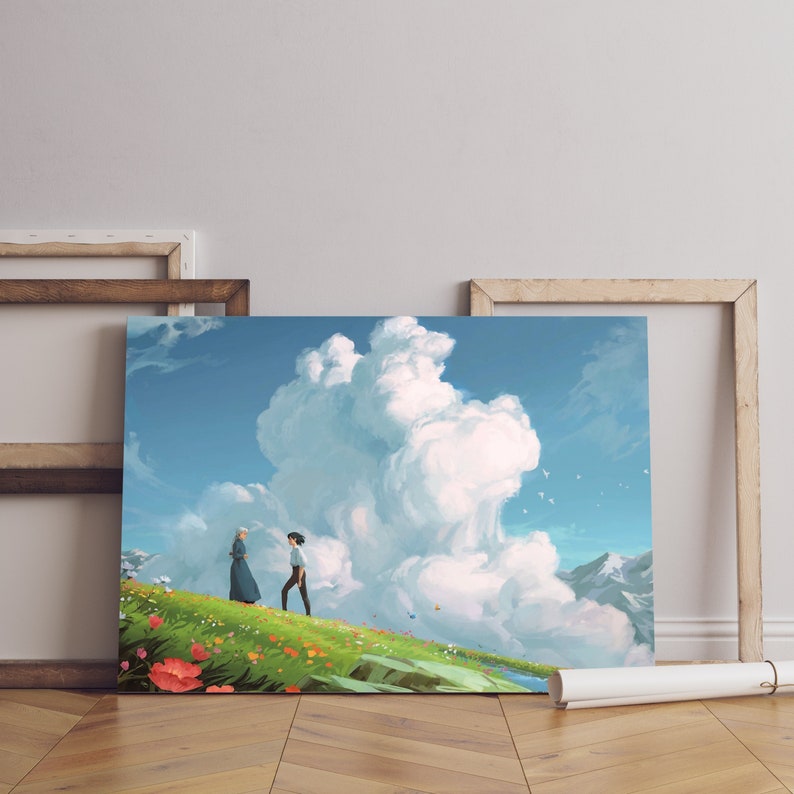 Howl's Moving Castle Poster, Sophie Hatter and Howl Art Print, Anime ...
