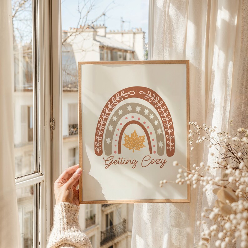 Getting Cozy Print, Cute Fall Printable Wall Art, Fall Autumn Wall ...