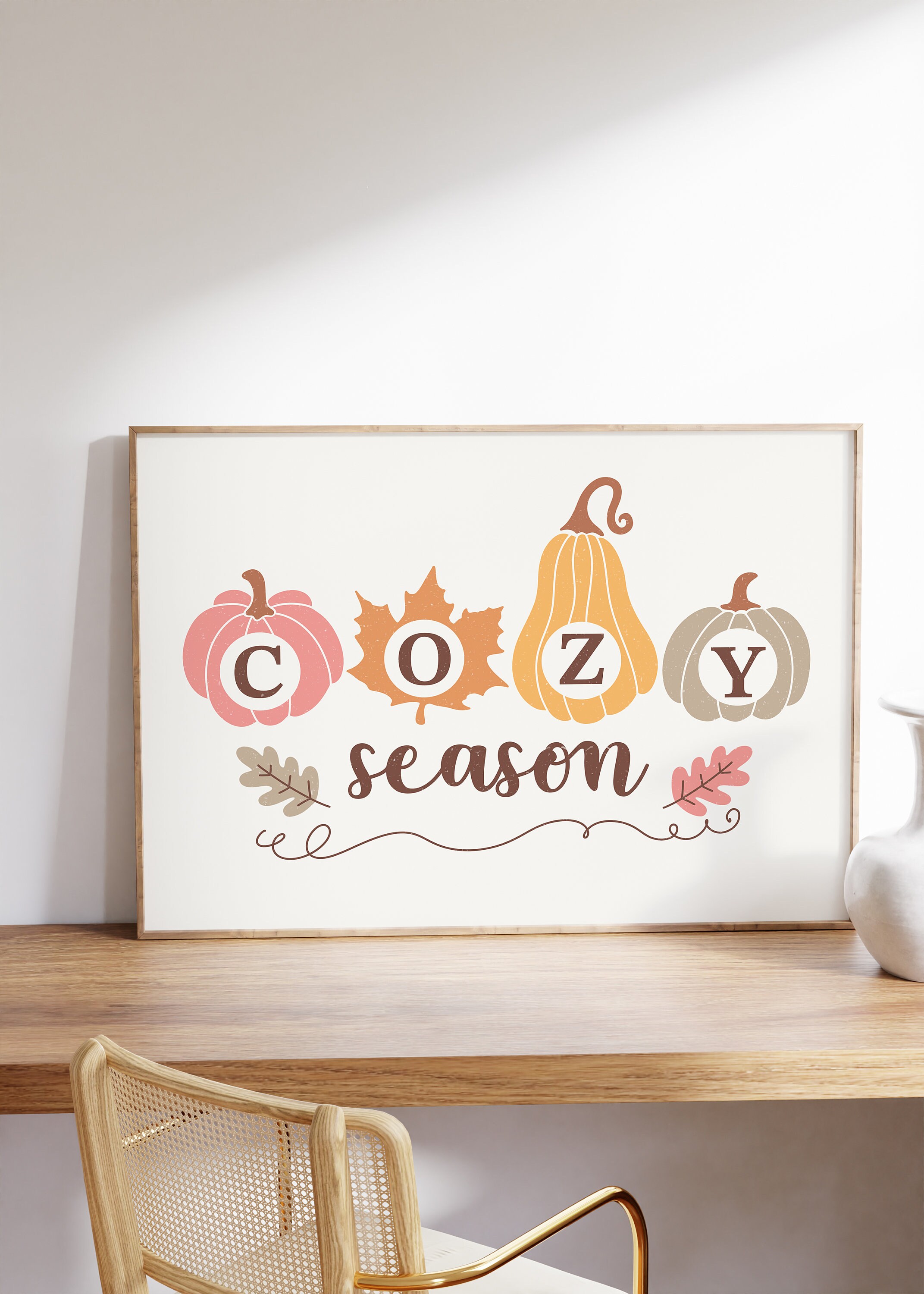 Cozy Season Pumpkin Print, Boho Autumn Wall Decor (digital Download) - Etsy