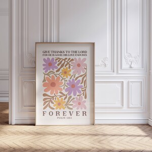 Give Thanks to the Lord Psalm 136:1, Retro Christian Prints, Bible ...