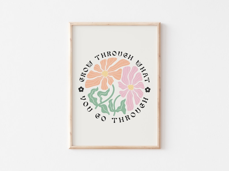 Grow Through What You Go Through, Positive Quote Print, Mindful Poster ...