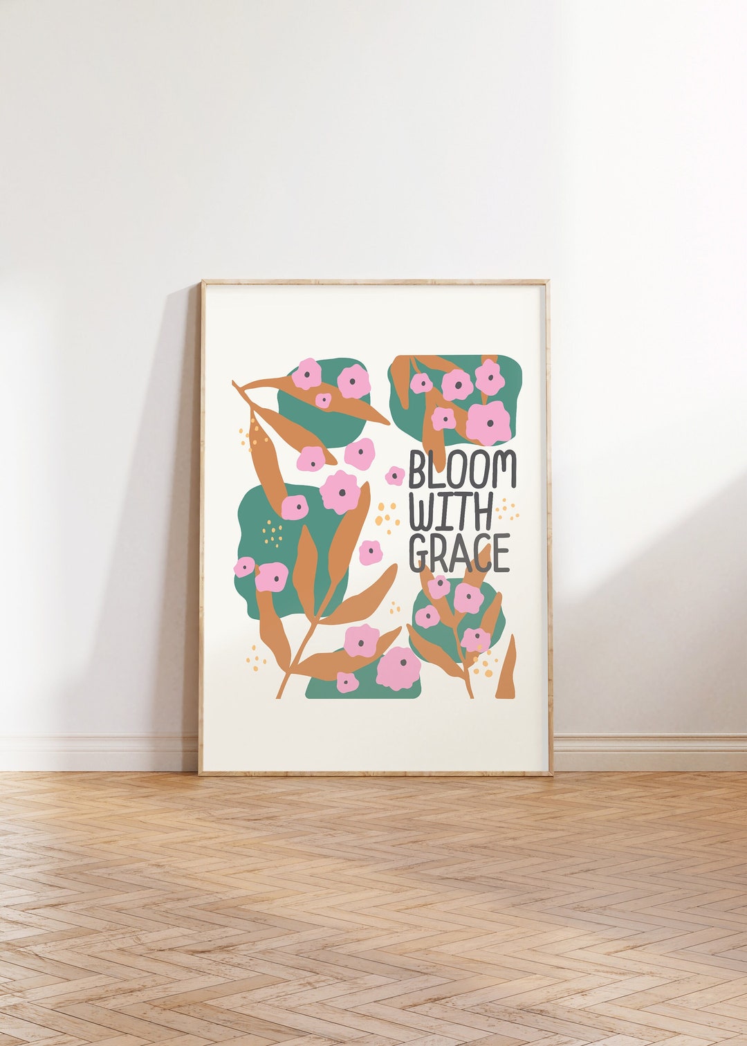 Bloom With Grace Print, Retro Boho Floral Art (digital Download) - Etsy