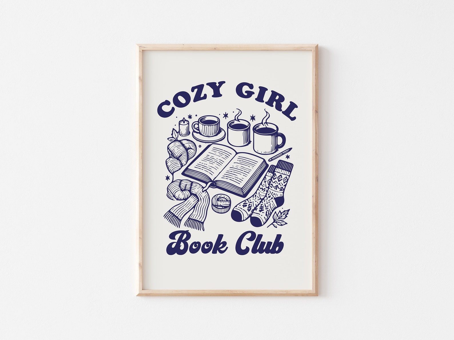 Cozy Girl Book Club Print, Bohemian Reading Wall Art (digital Download ...