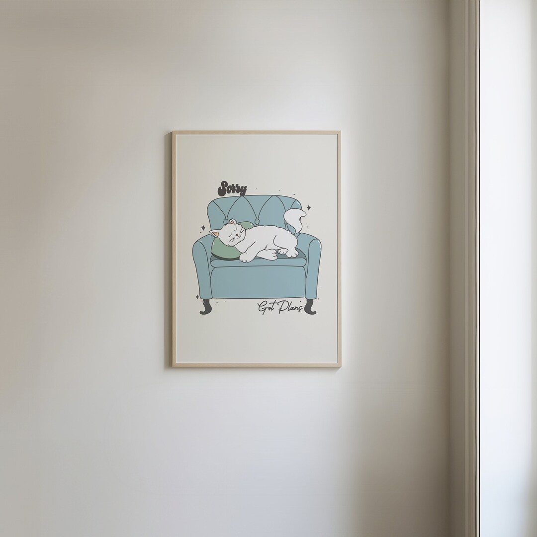 Sorry Got Plans, Lazy Cat Print, Funny Cat Lover Gift, Cat PRINTABLE ...