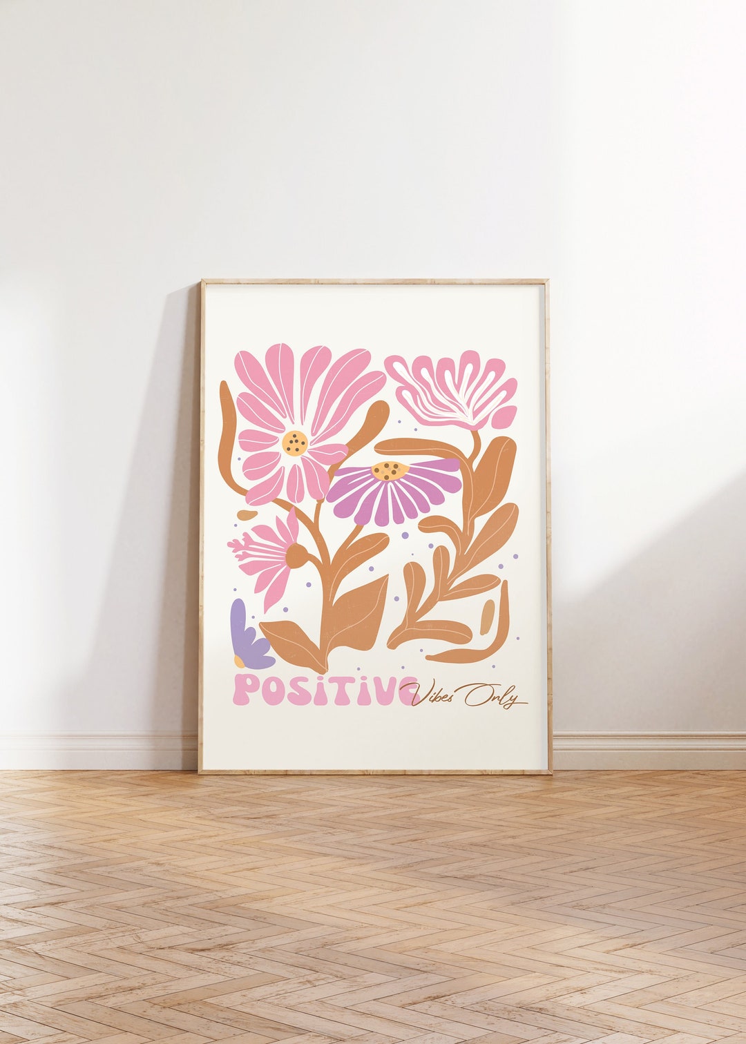 Positive Vibes Floral Print, Boho Wall Art (digital Download) - Etsy
