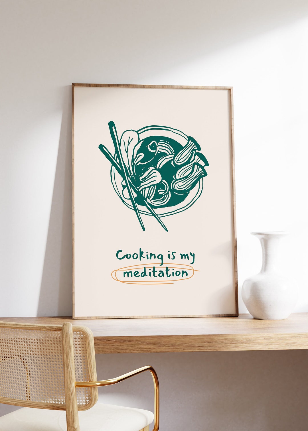 Cooking is My Meditation Print, Food Quotes Print, Cute Cooking Art ...