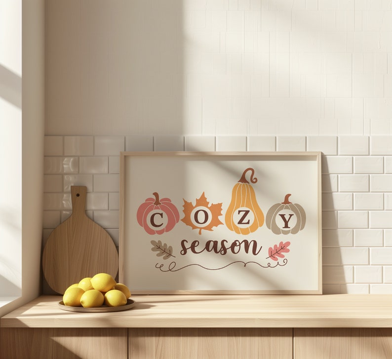 Cozy Season Print, Cute Fall Printable Wall Art, Fall Autumn Wall Decor ...