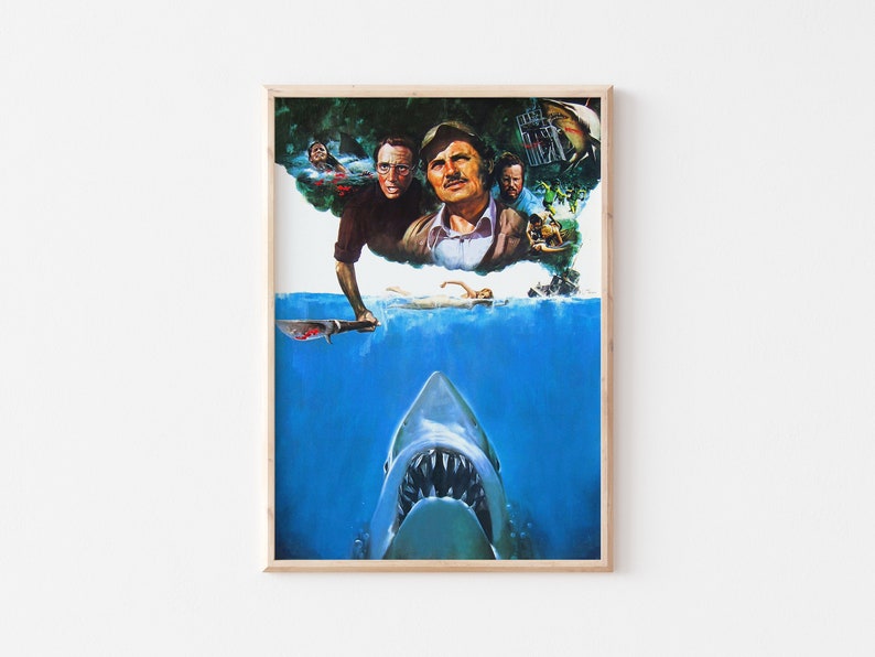Vintage Jaws Poster, Jaws 1975 Retro Print, Horrow Movie Poster, Jaws ...
