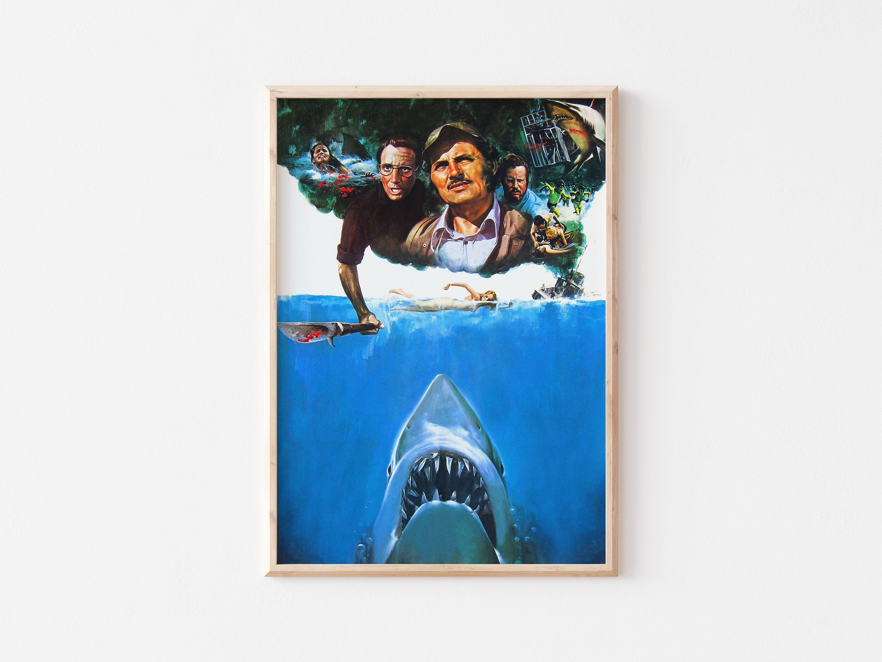 Vintage Jaws Poster, Jaws 1975 Retro Print, Horrow Movie Poster, Jaws ...