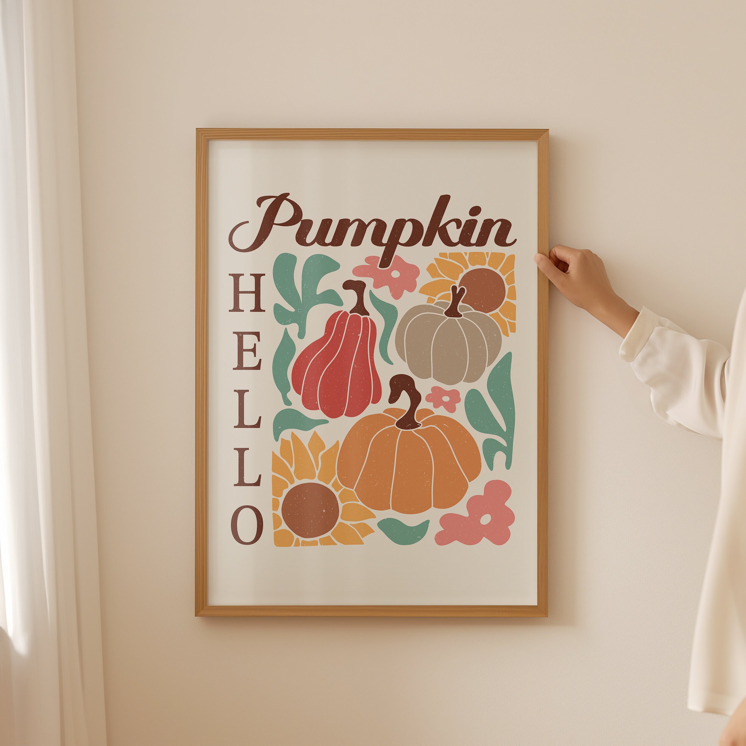 Hello Pumpkin Print, Cozy Fall Printable Wall Art, Fall Autumn Home ...
