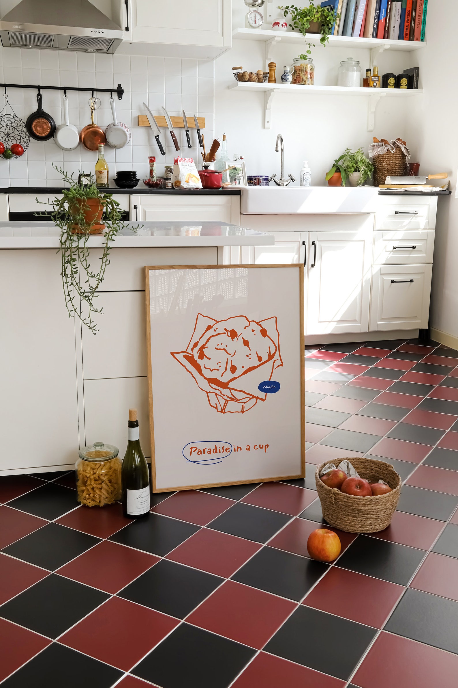 Blueberry Muffin Print, Retro Kitchen Wall Art, Cute Cooking Art, Funky ...