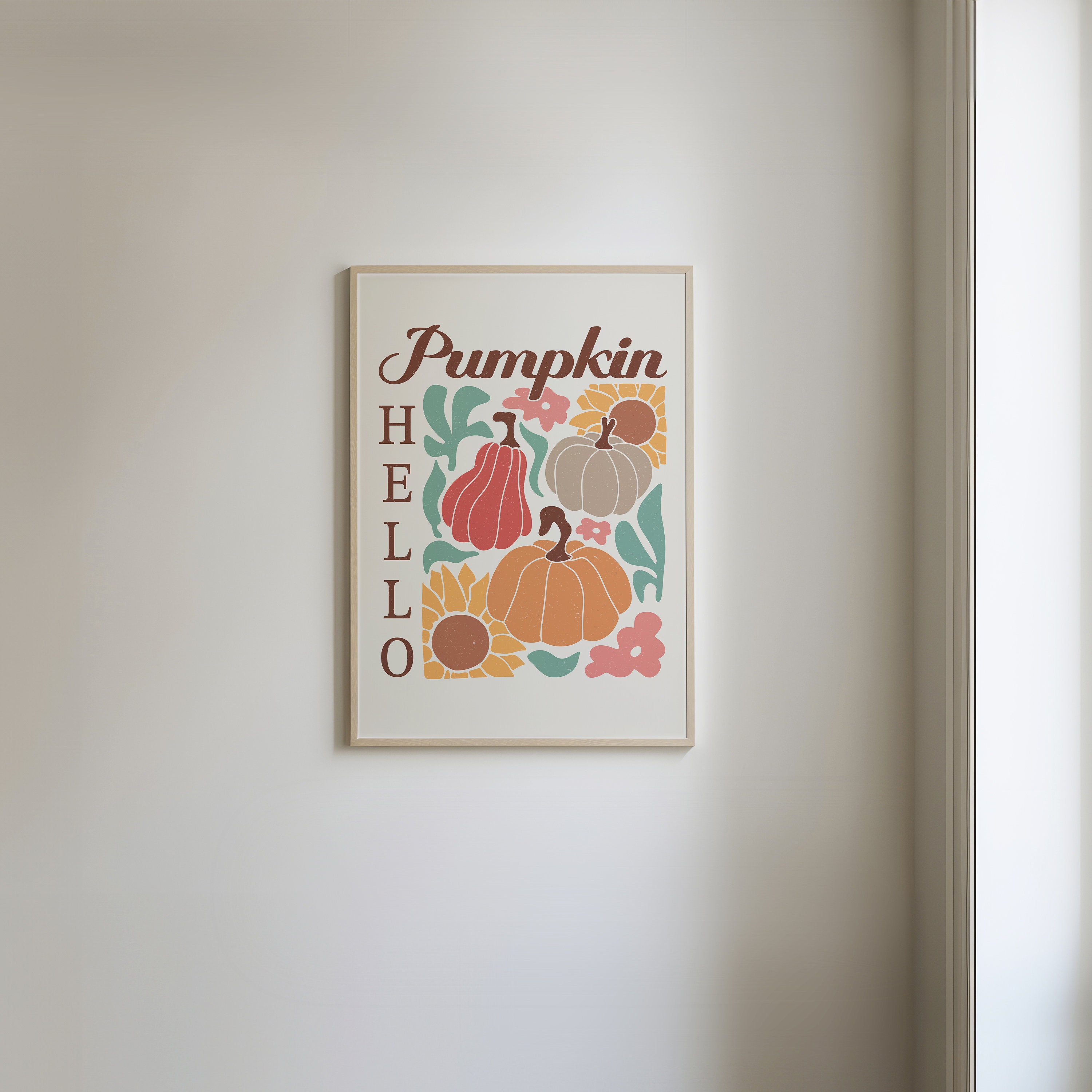 Hello Pumpkin Print, Cozy Fall Printable Wall Art, Fall Autumn Home ...