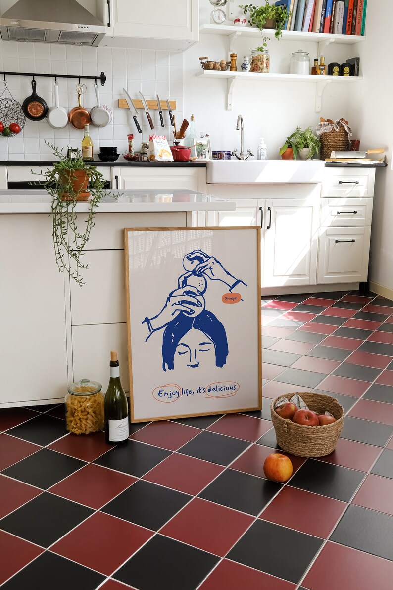 Orange Fruits Print, Kitchen Wall Art, Funky Food Poster (digital ...