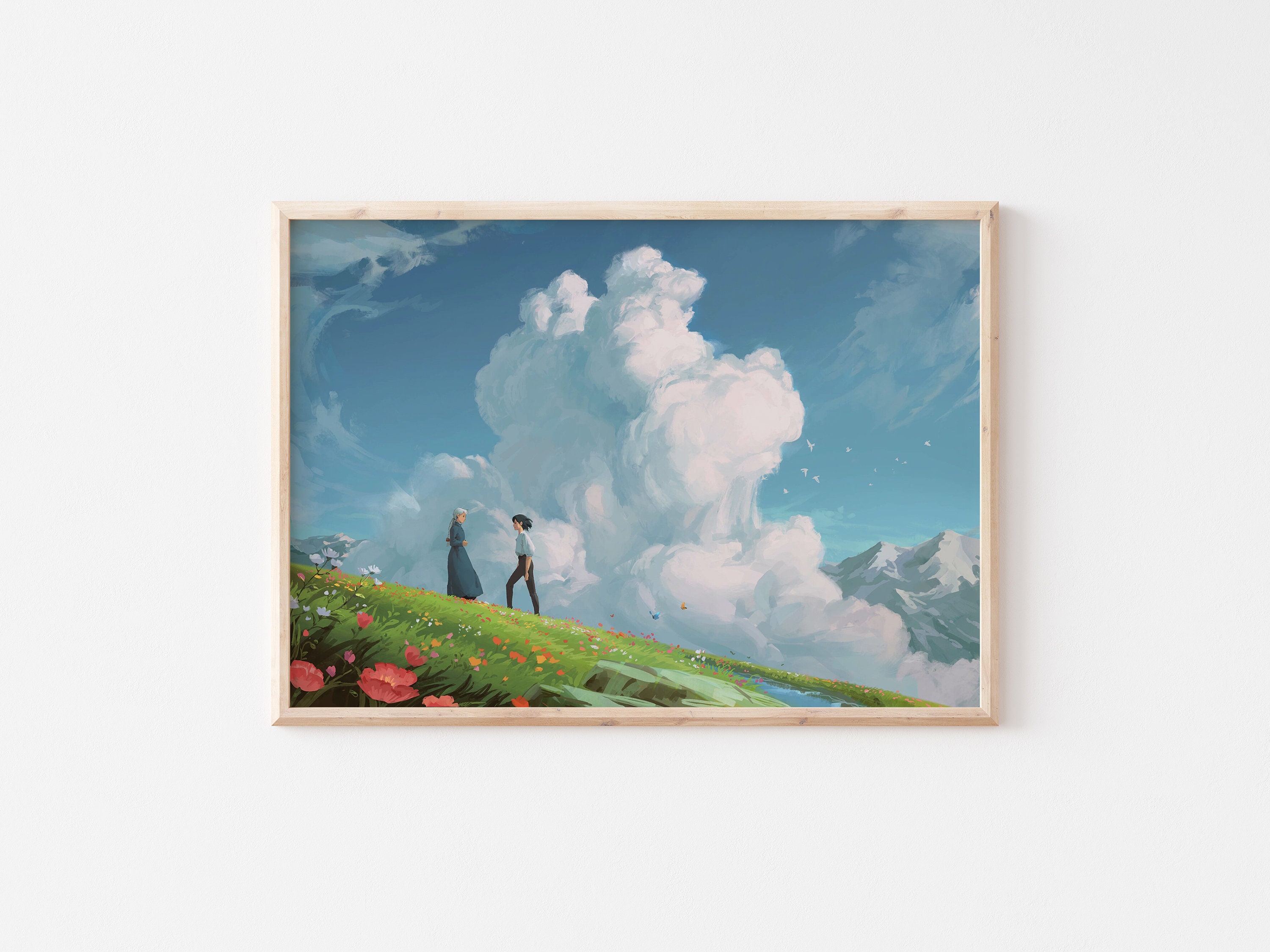 Howl's Moving Castle Poster, Sophie Hatter and Howl Art Print, Anime ...