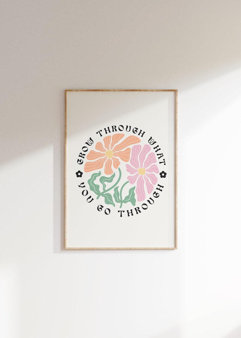 Grow Through What You Go Through, Positive Quote Print, Mindful Poster ...