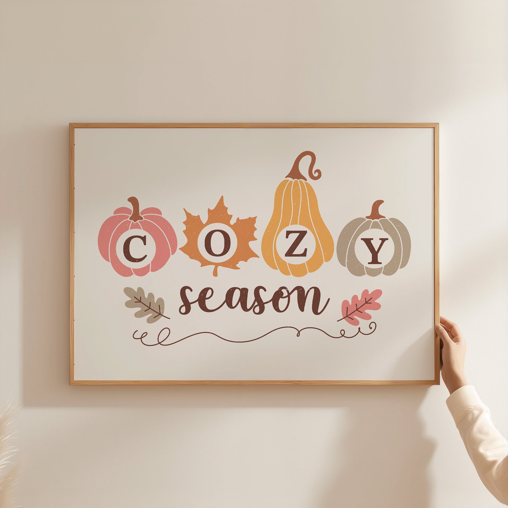 Cozy Season Print, Cute Fall Printable Wall Art, Fall Autumn Wall Decor ...
