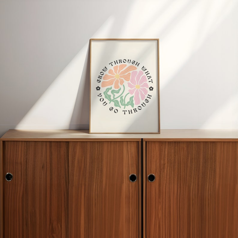 Grow Through What You Go Through, Positive Quote Print, Mindful Poster ...