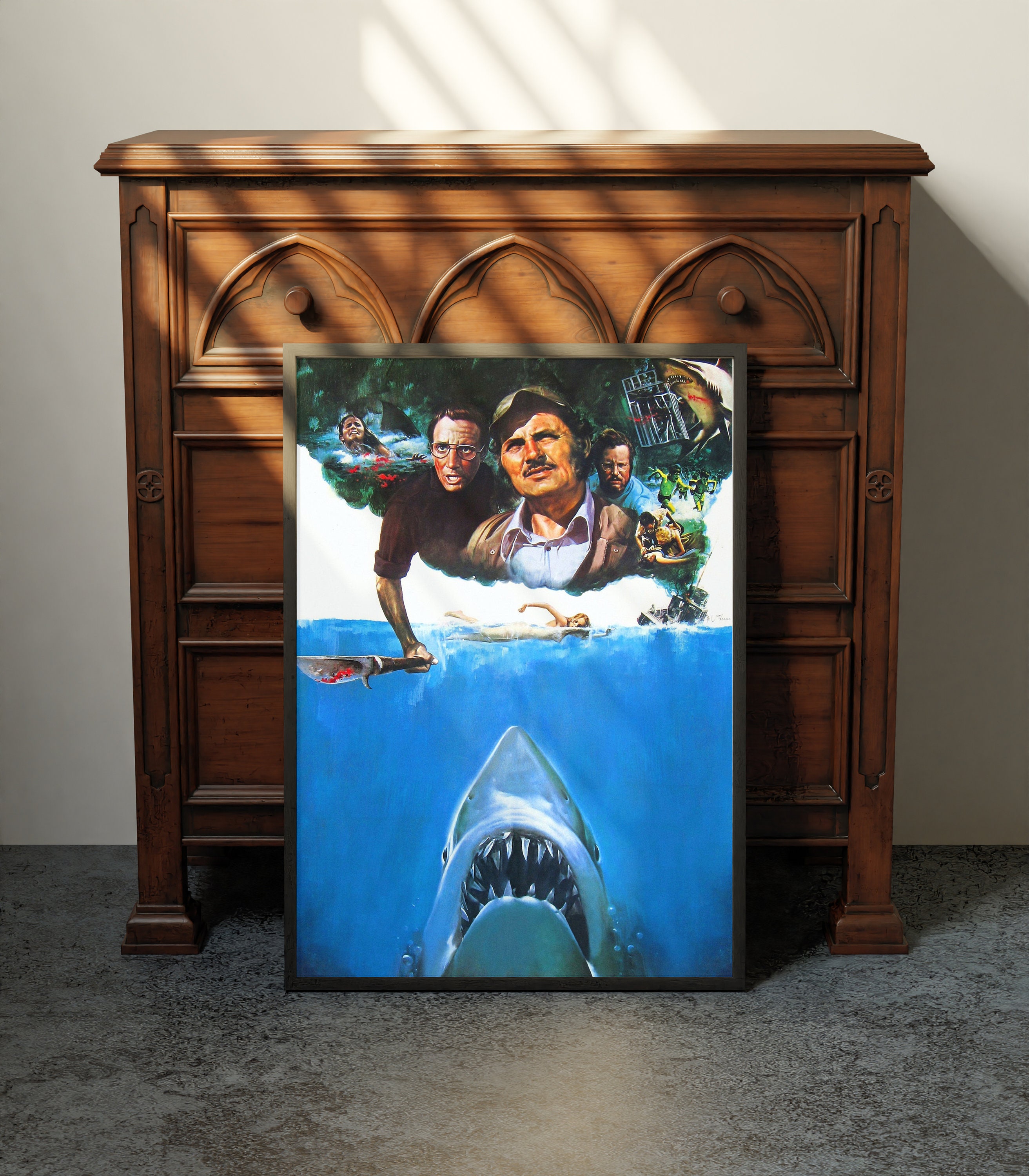 Vintage Jaws Poster, Jaws 1975 Retro Print, Horrow Movie Poster, Jaws ...
