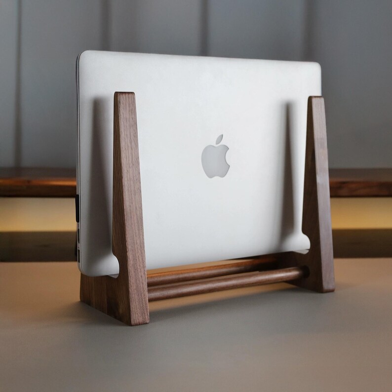 Handcrafted Wooden MacBook Riser, Minimalist Walnut Desk Organizer ...