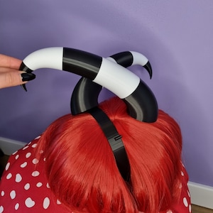 Customizable 2-in-1 Imp 3d Printed Cosplay Horns: Striped Black and ...