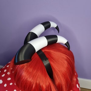 Customizable 2-in-1 Imp 3d Printed Cosplay Horns: Striped Black and ...