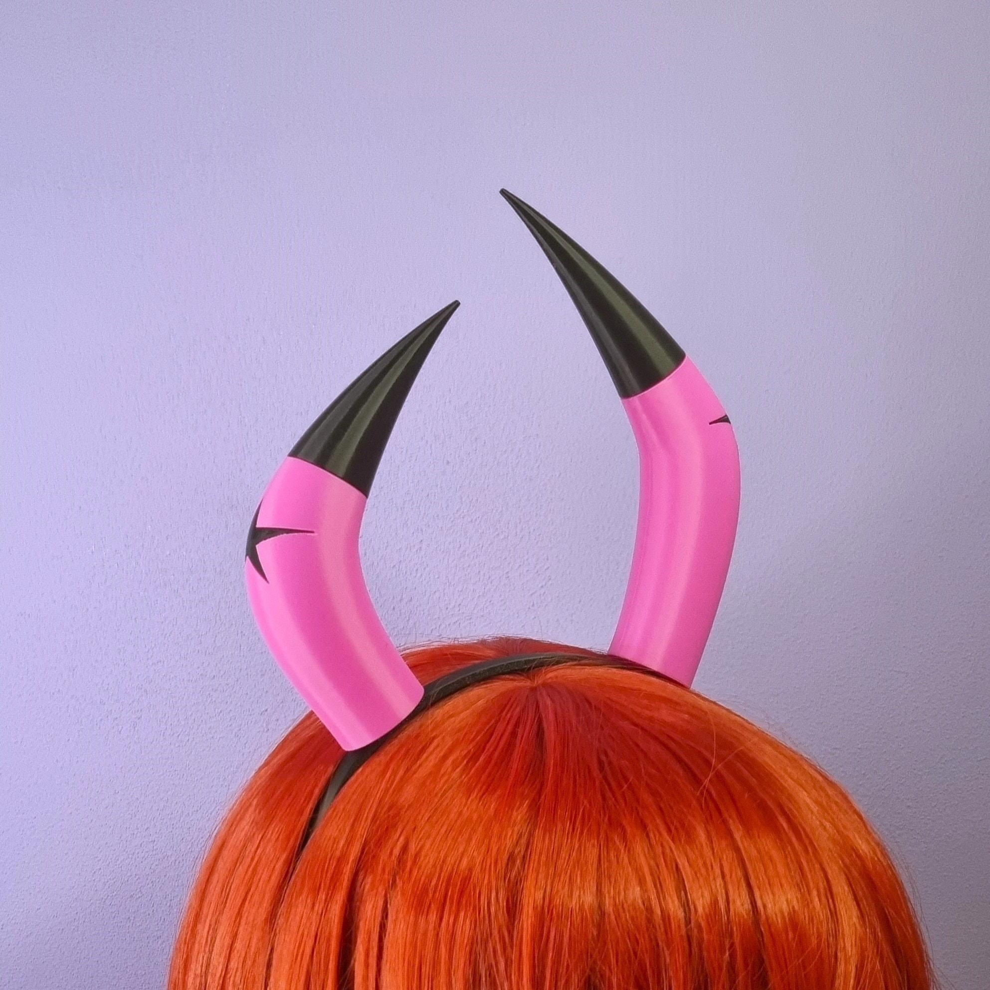Cosplay Horns Pink With Black Star, 3d Printed Imp Horns - Etsy