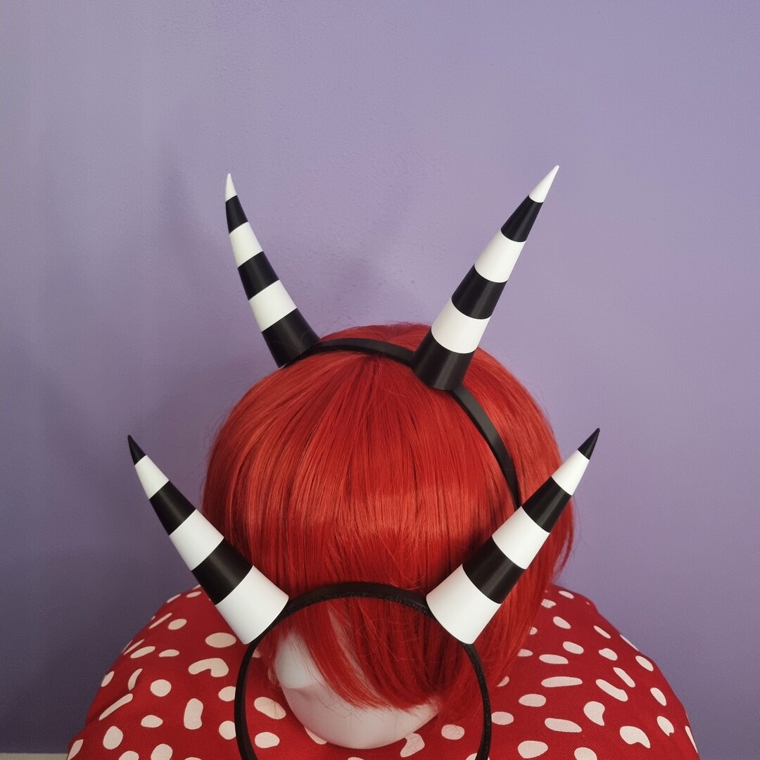 Pair of Striped Cosplay Horns Pointing Backwards, 3d Printed Imp Horns ...