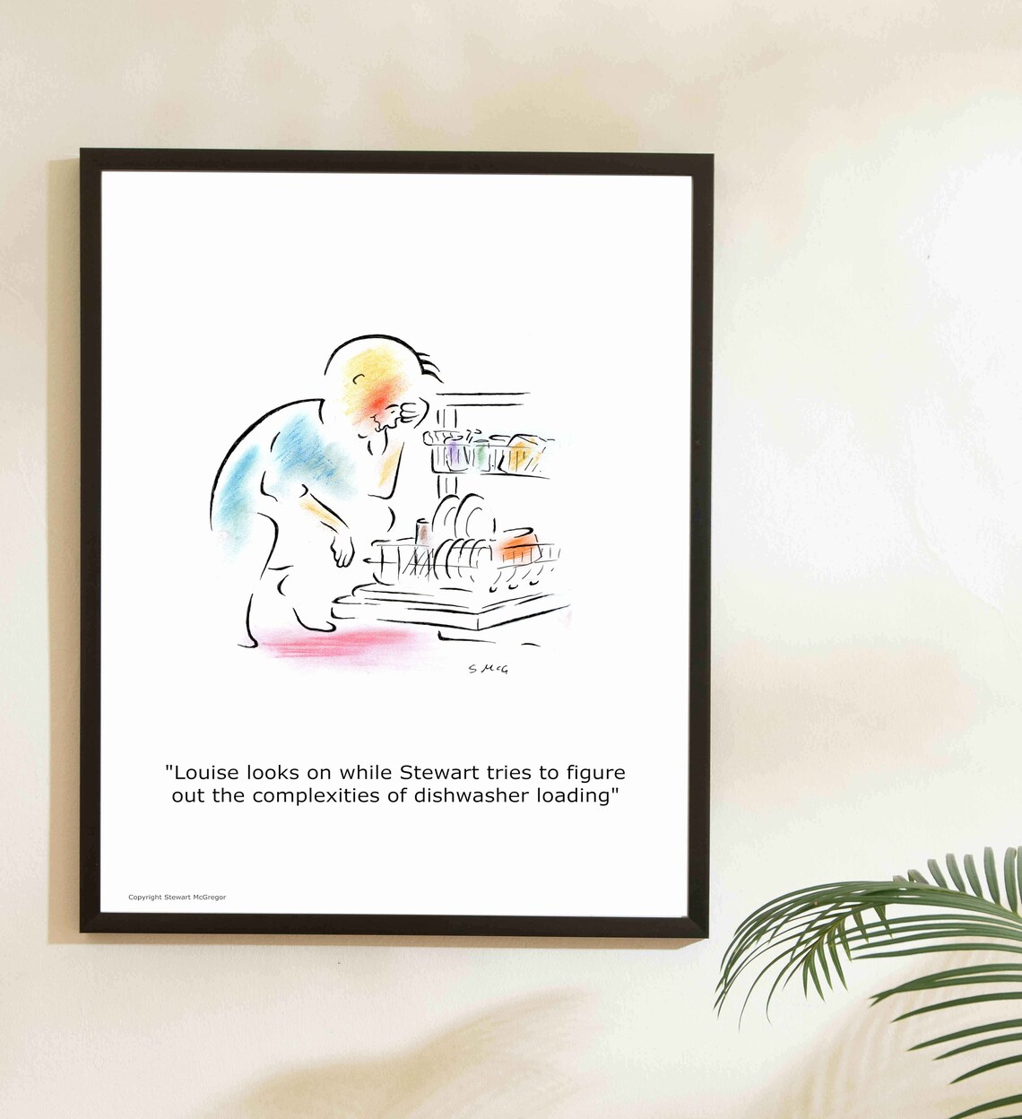 Personalized Dishwasher Loading Cartoon Print: Funny Kitchen Art Gift ...