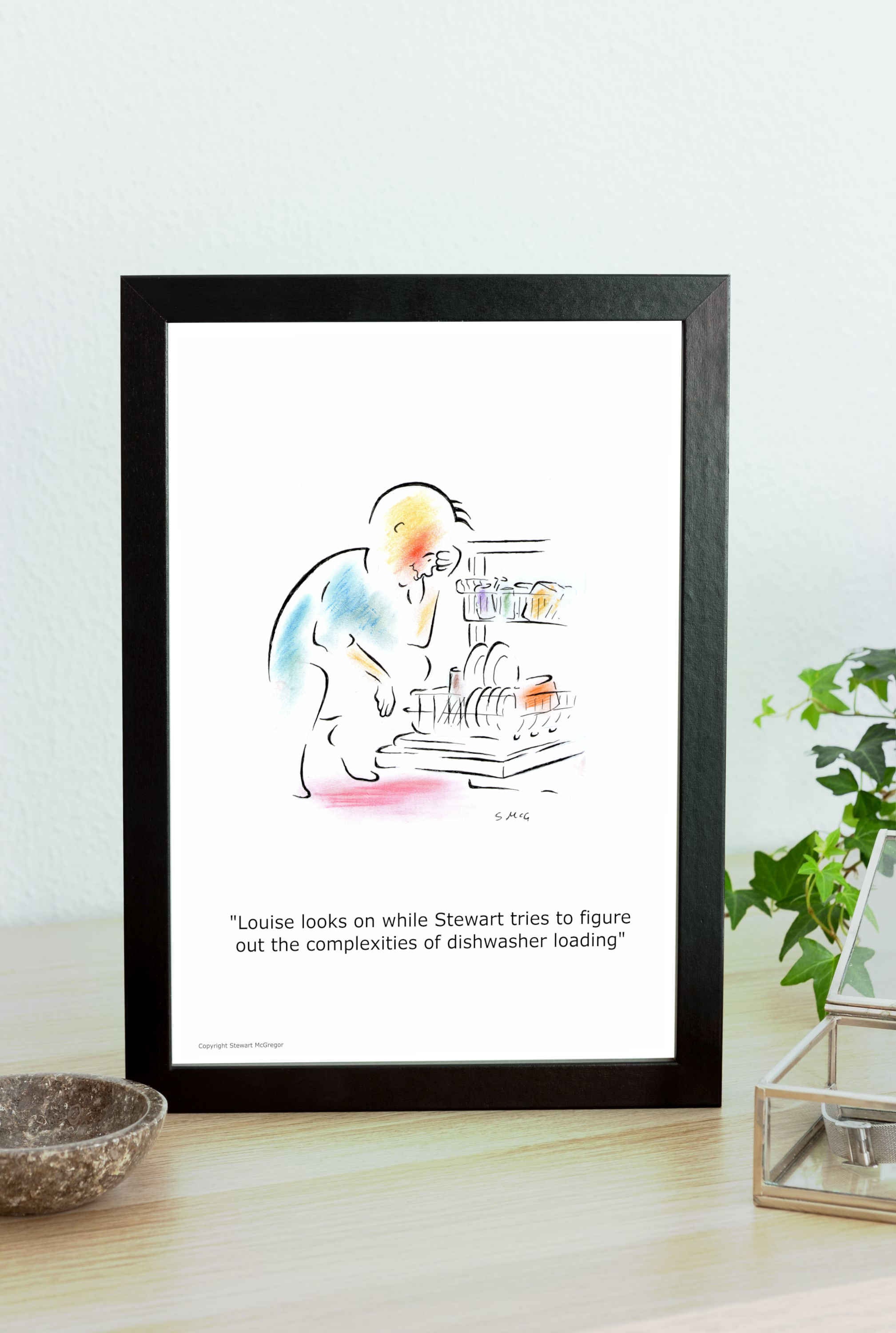 Personalized Dishwasher Loading Cartoon Print: Funny Kitchen Art Gift ...