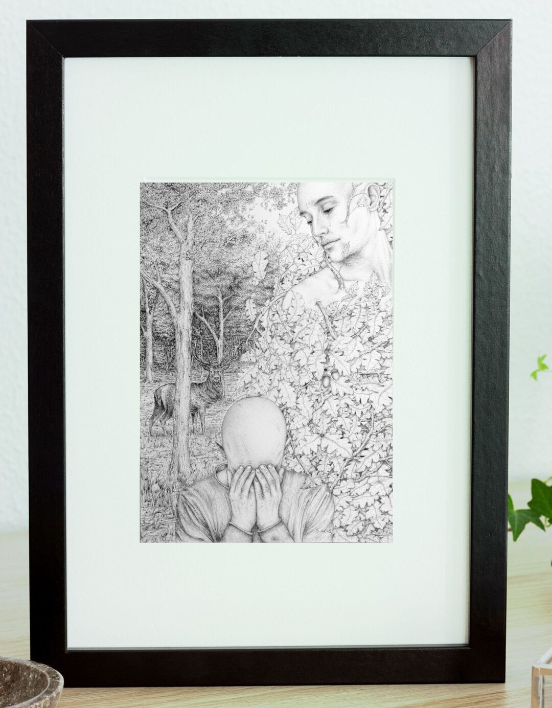 Green Man Line Drawing: Pagan Art Print on Archival Paper - Etsy