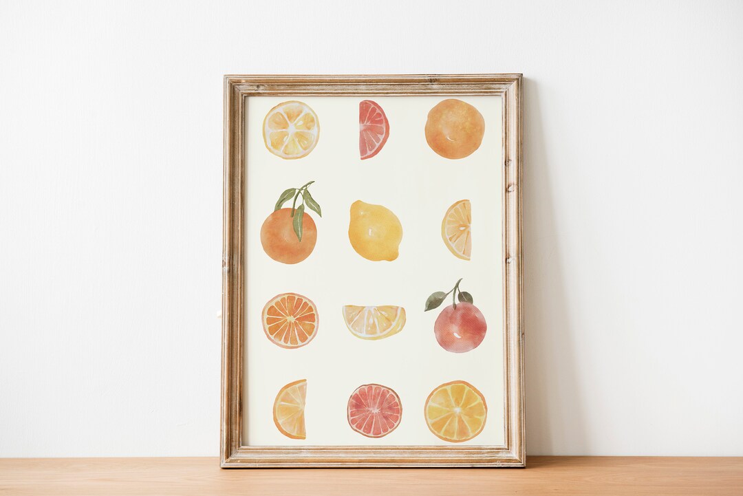 Bright Citrus Splash Art Vibrant Watercolor Lemons and Oranges Digital ...