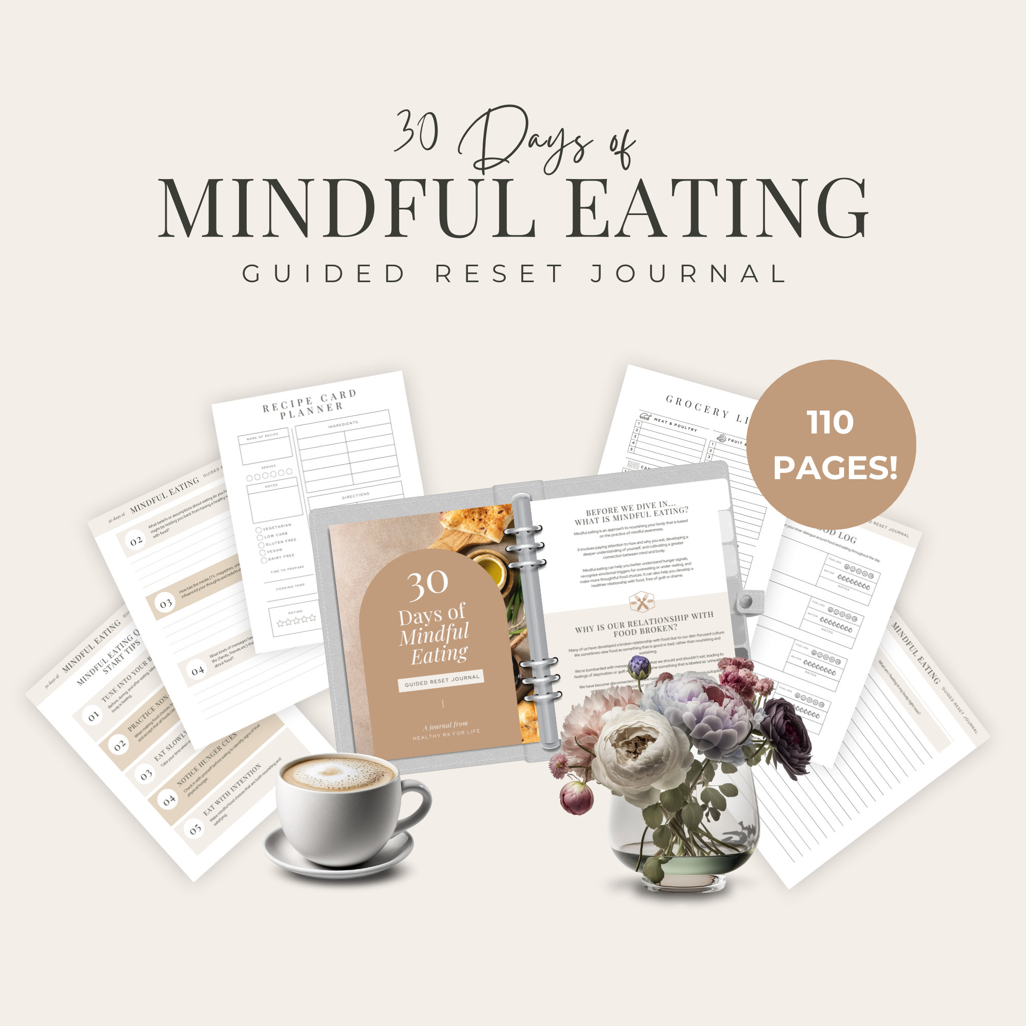 Mindful Eating Journal INSTANT DOWNLOAD Printable Journal Food - Etsy