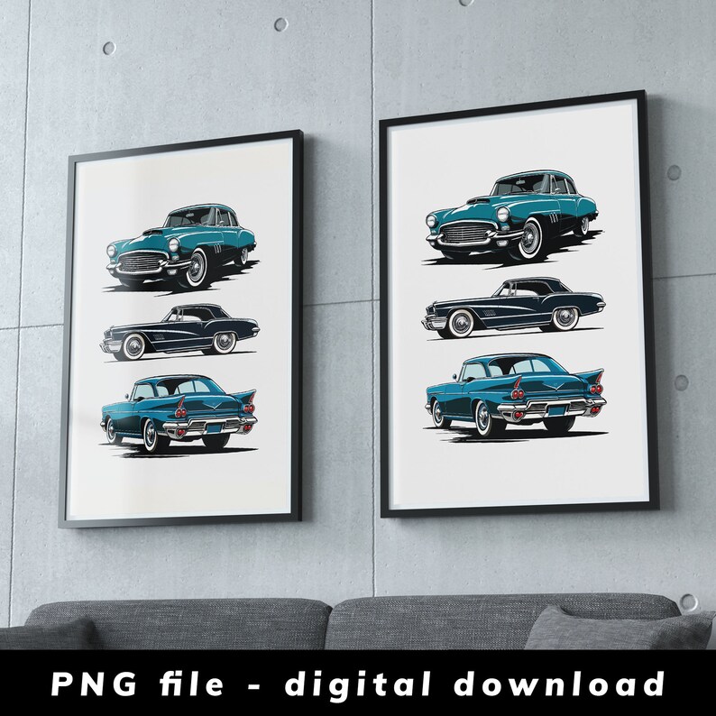 Retro Car Design. Vintage Poster. PNG File. Vector File. Classic Car ...
