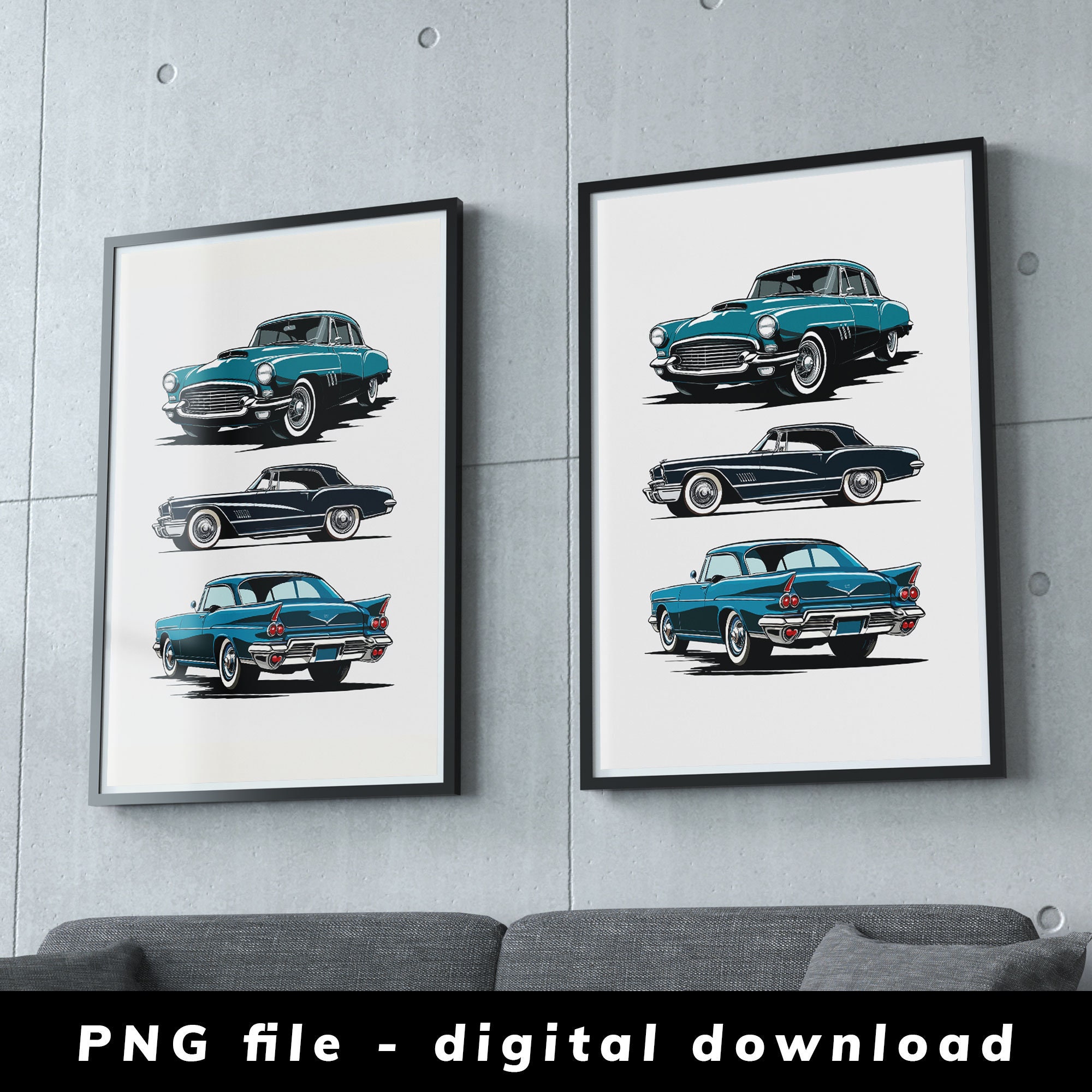 Retro Car Design. Vintage Poster. PNG File. Vector File. Classic Car ...
