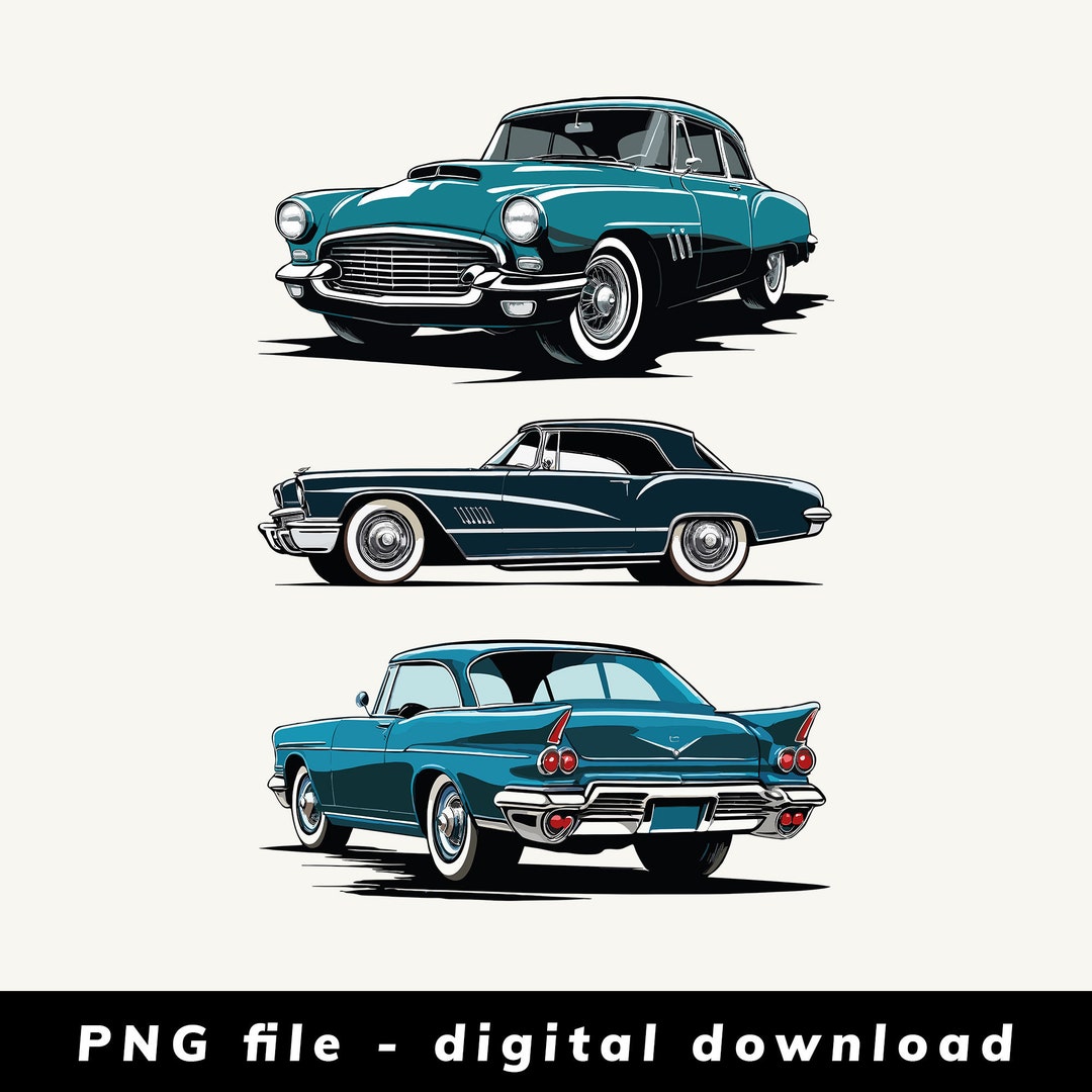 Retro Car Design. Vintage Poster. PNG File. Vector File. Classic Car ...
