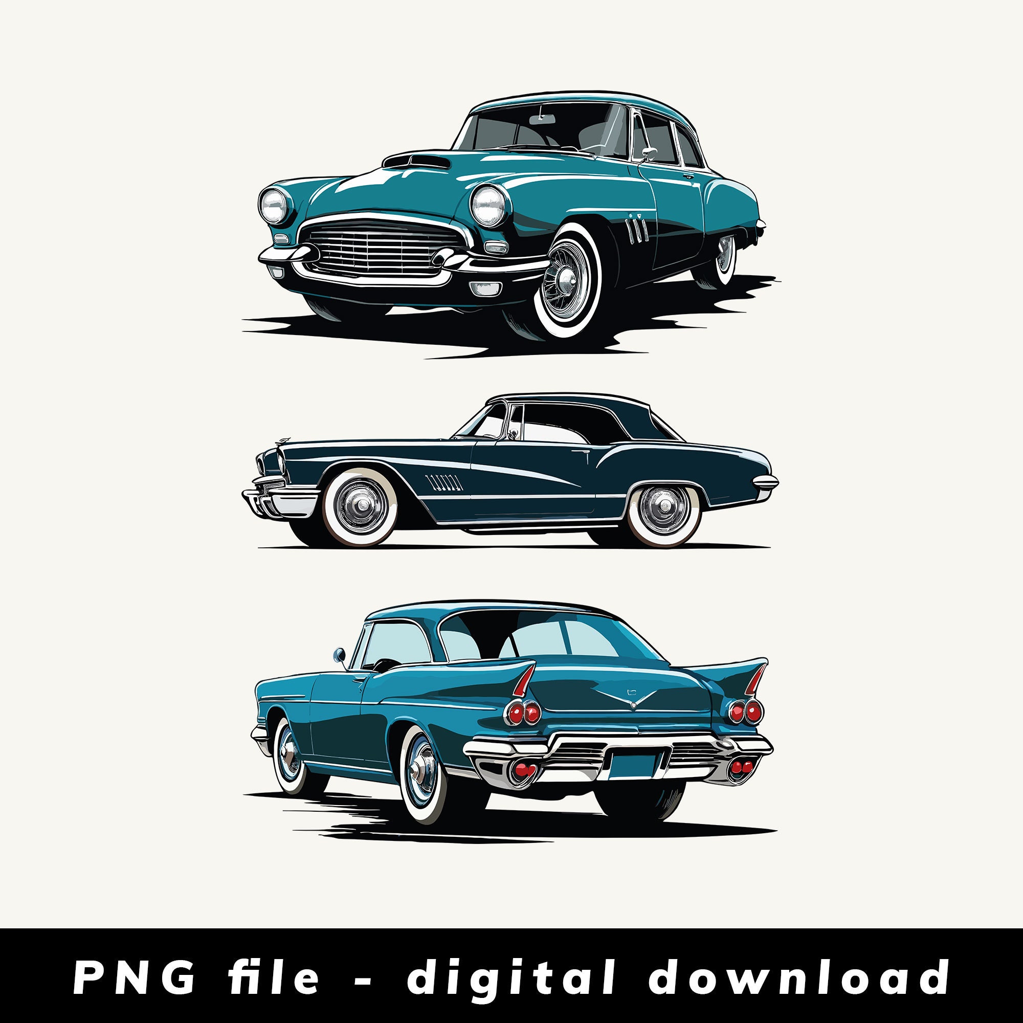 Retro Car Design. Vintage Poster. PNG File. Vector File. Classic Car ...