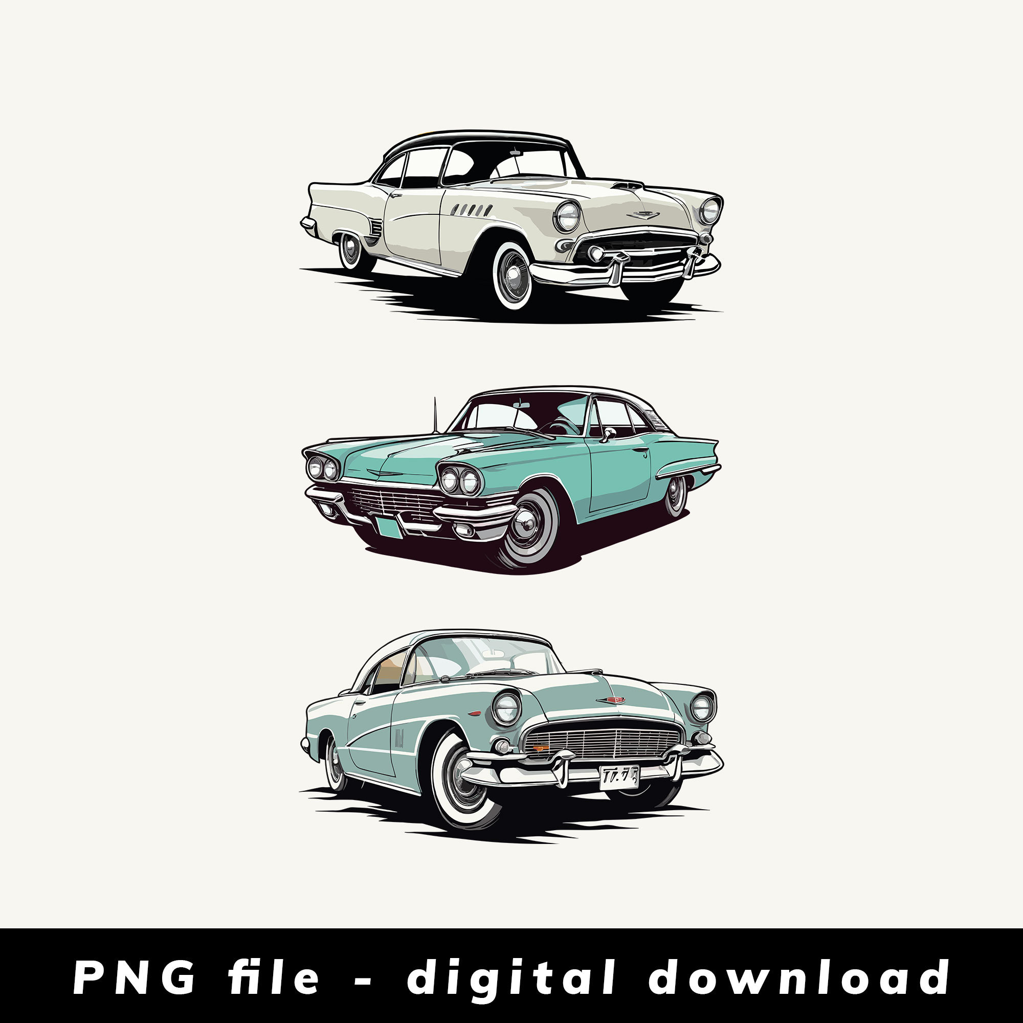 Retro Cars Design. Vintage Poster. PNG File. Vector File. Classic Car ...