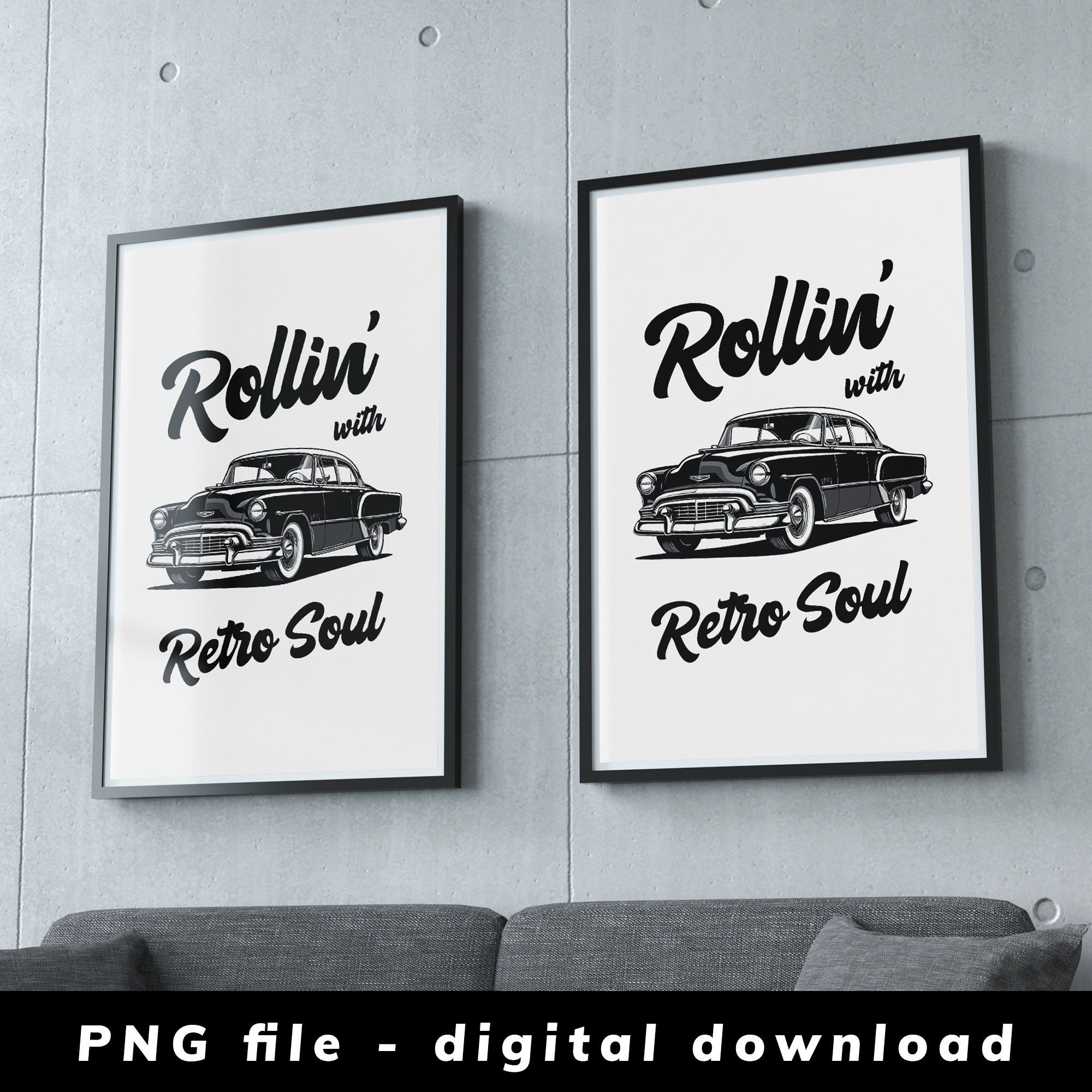 Retro Car Design. Vintage Poster. PNG File. Vector File. - Etsy