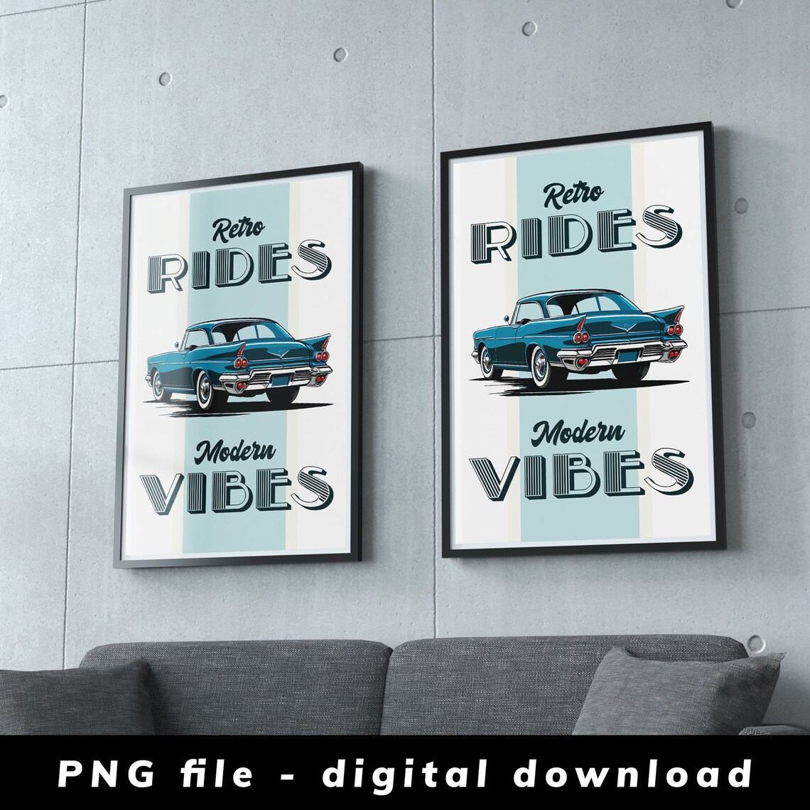 Retro Car Design. Vintage Poster. PNG File. Vector File. Classic Car ...
