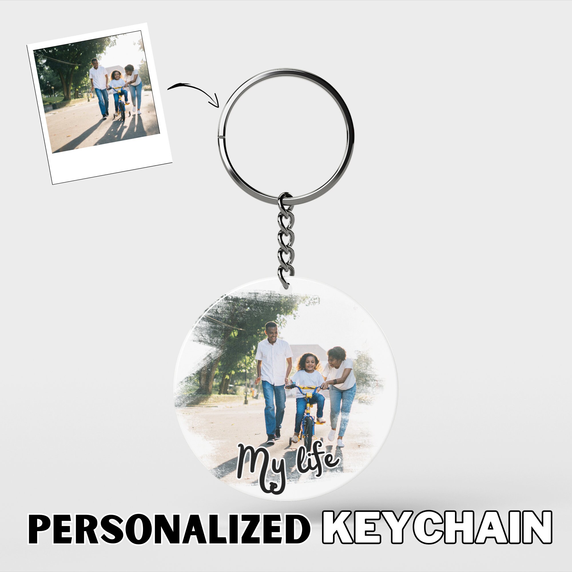 Custom Keychain, Photos and Names on Both Sides. Add a Personal Touch ...