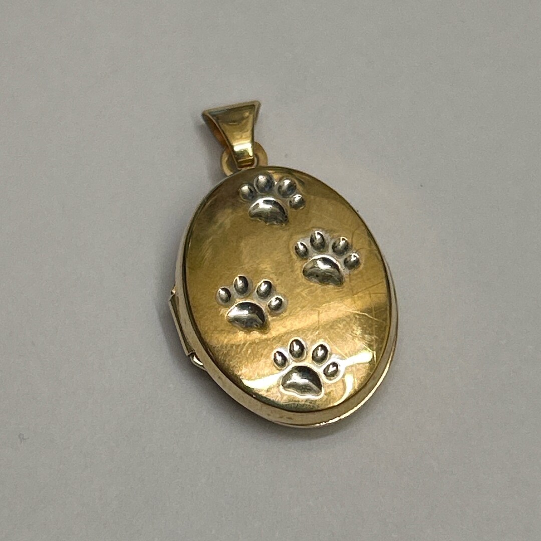 9ct Gold Dog Paw Print Pet Locket With Poem | Solid 9k Gold Locket ...