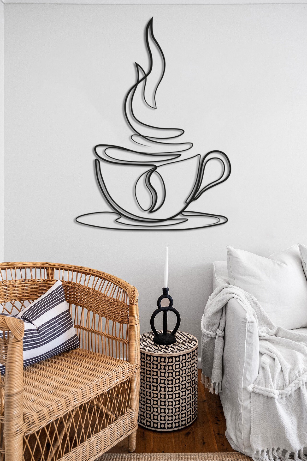 Coffee Metal Wall Decor, Line Art, Metal Wall Hangings, Home Decoration ...