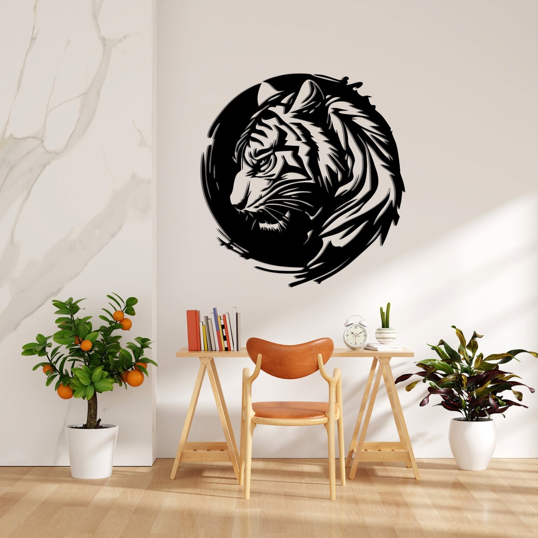 Metal Tiger Head Wall Decor, Wildlife Art, African Animal Art, Living ...
