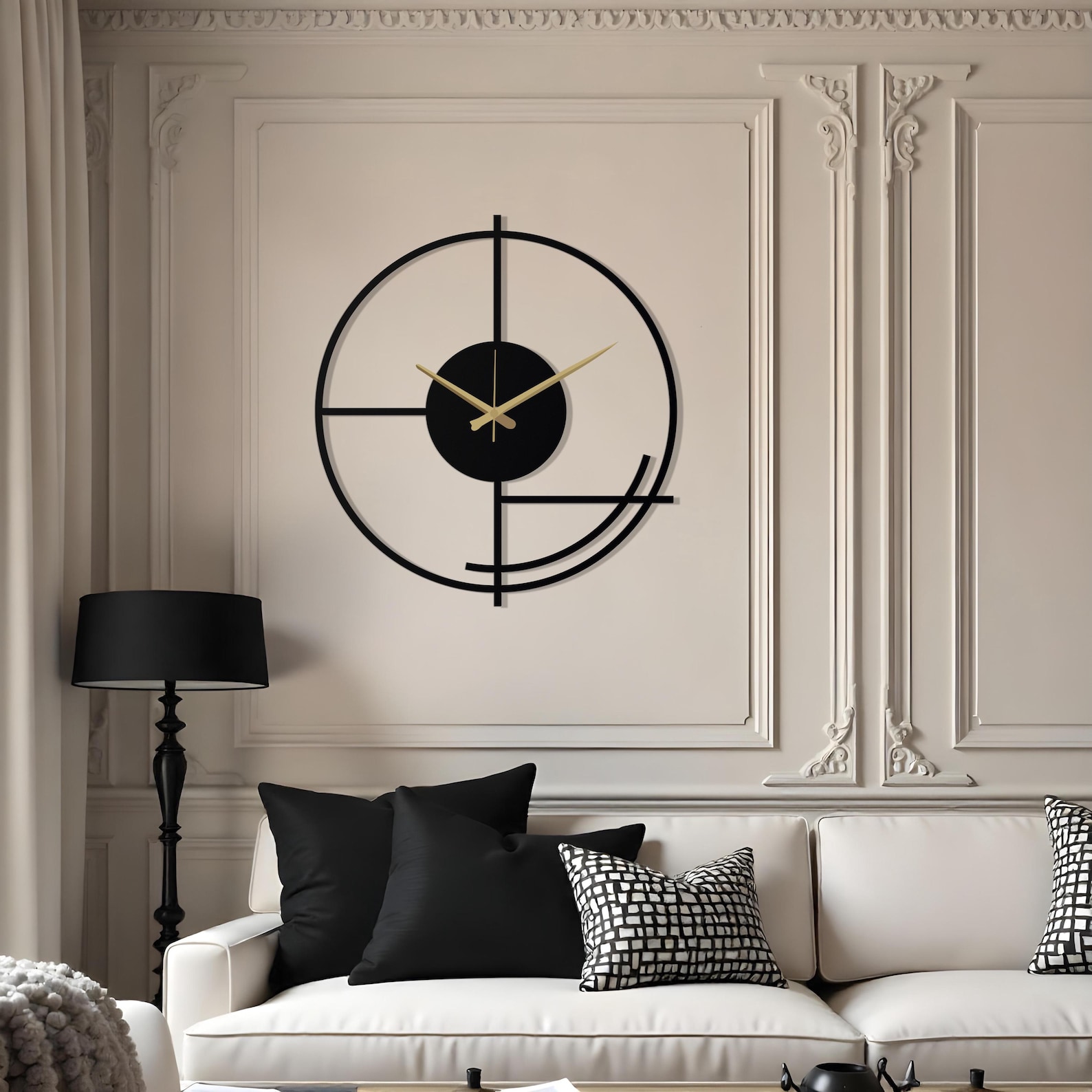 Minimalist Metal Wall Clock | Minimal Design Large Black Wall Clock ...