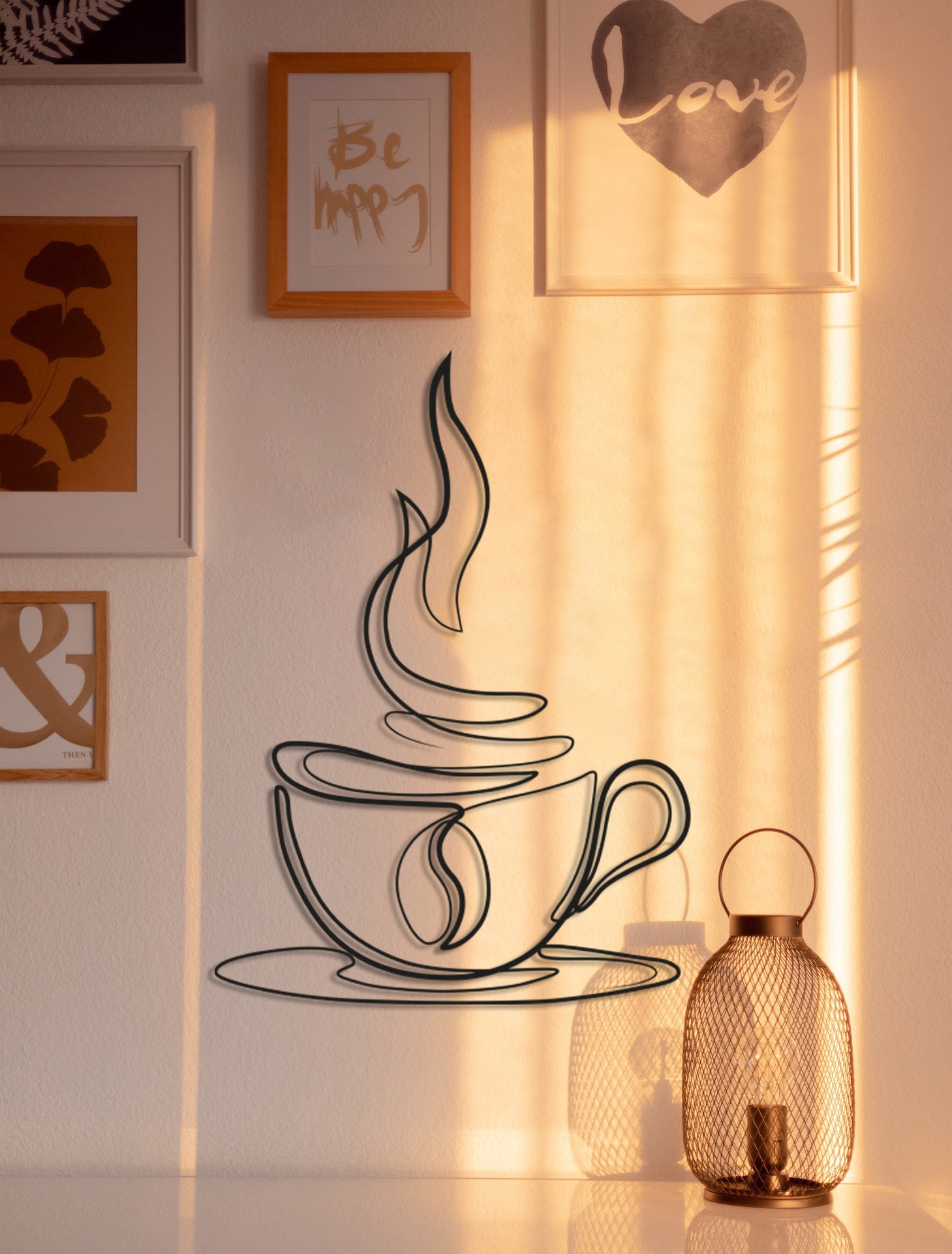 Coffee Metal Wall Decor, Line Art, Metal Wall Hangings, Home Decoration ...
