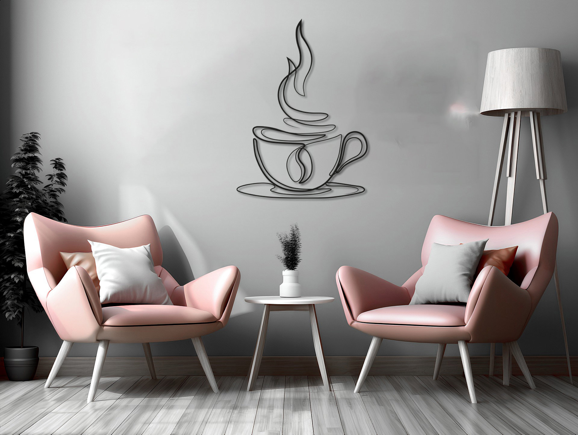 Coffee Metal Wall Decor, Line Art, Metal Wall Hangings, Home Decoration ...