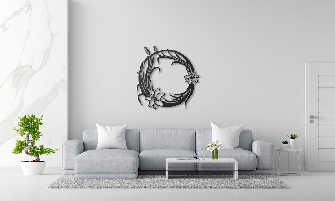 Metal Round Flower Wall Decor, Unique Minimalist for Hausewarming ...