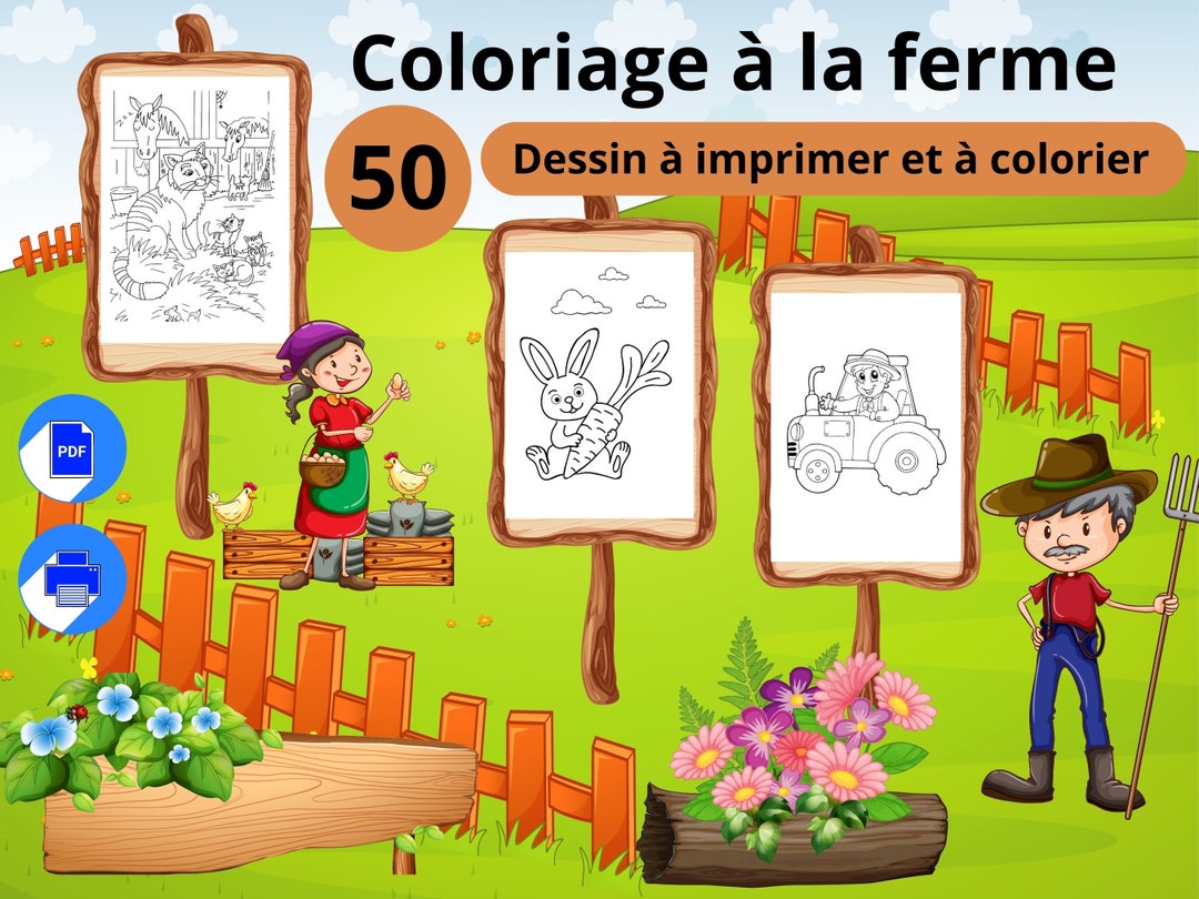Coloring on the Farm 50 Coloring Sheets - Etsy