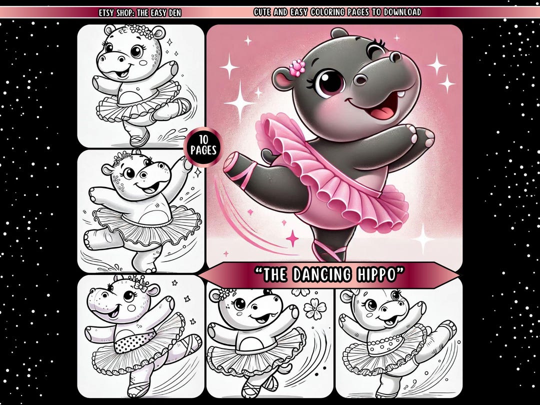 10 "the Dancing Hippo" Coloring Pages to Download | Bold and Easy ...
