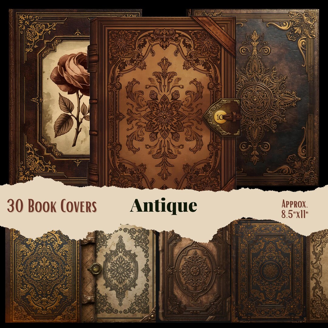 30 Printable Book Covers PDF for Junk Journals & Scrapbooking ...